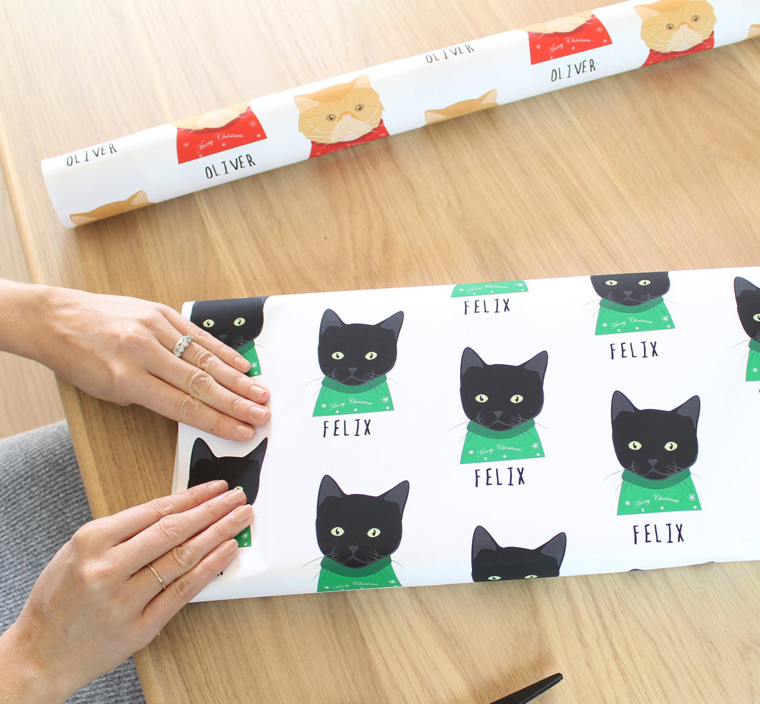 Personalised Cat Christmas Wrapping Paper – heather alstead design