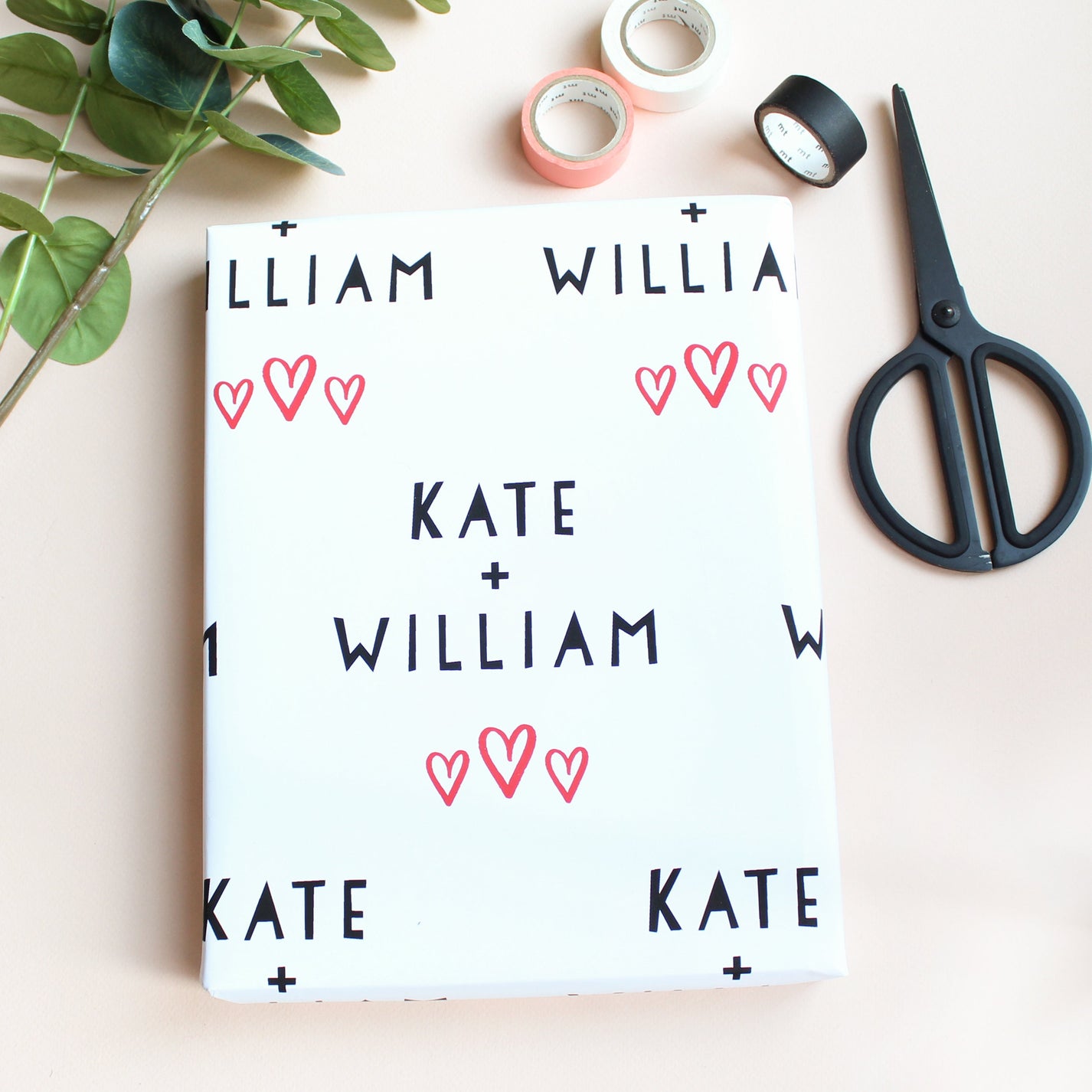 personalised name and name couples wrapping paper – heather alstead design
