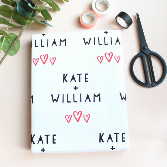 personalised name and name couples wrapping paper – heather alstead design